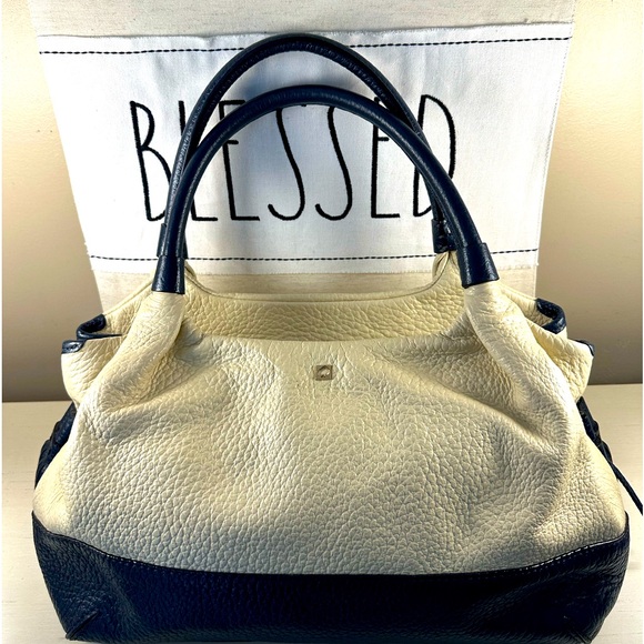 kate spade | Bags | Kate Spade Cream White And Blue Leather Handbag ...